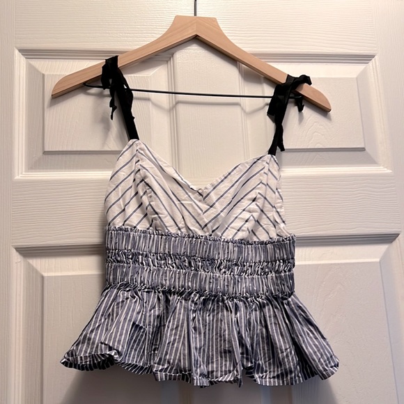 Express | Tops | Blue White Bow Straps Top | Poshmark